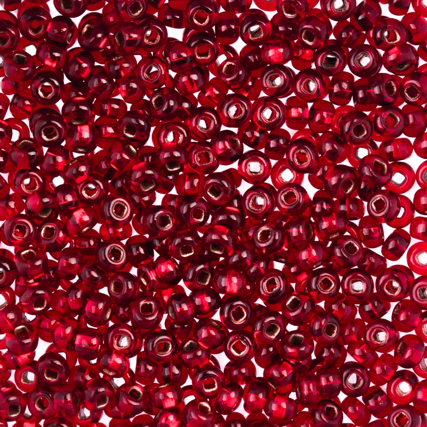 (Vial Czech Size 6/0) Transparent Ruby Red Copperlined Square Hole – 4 ...