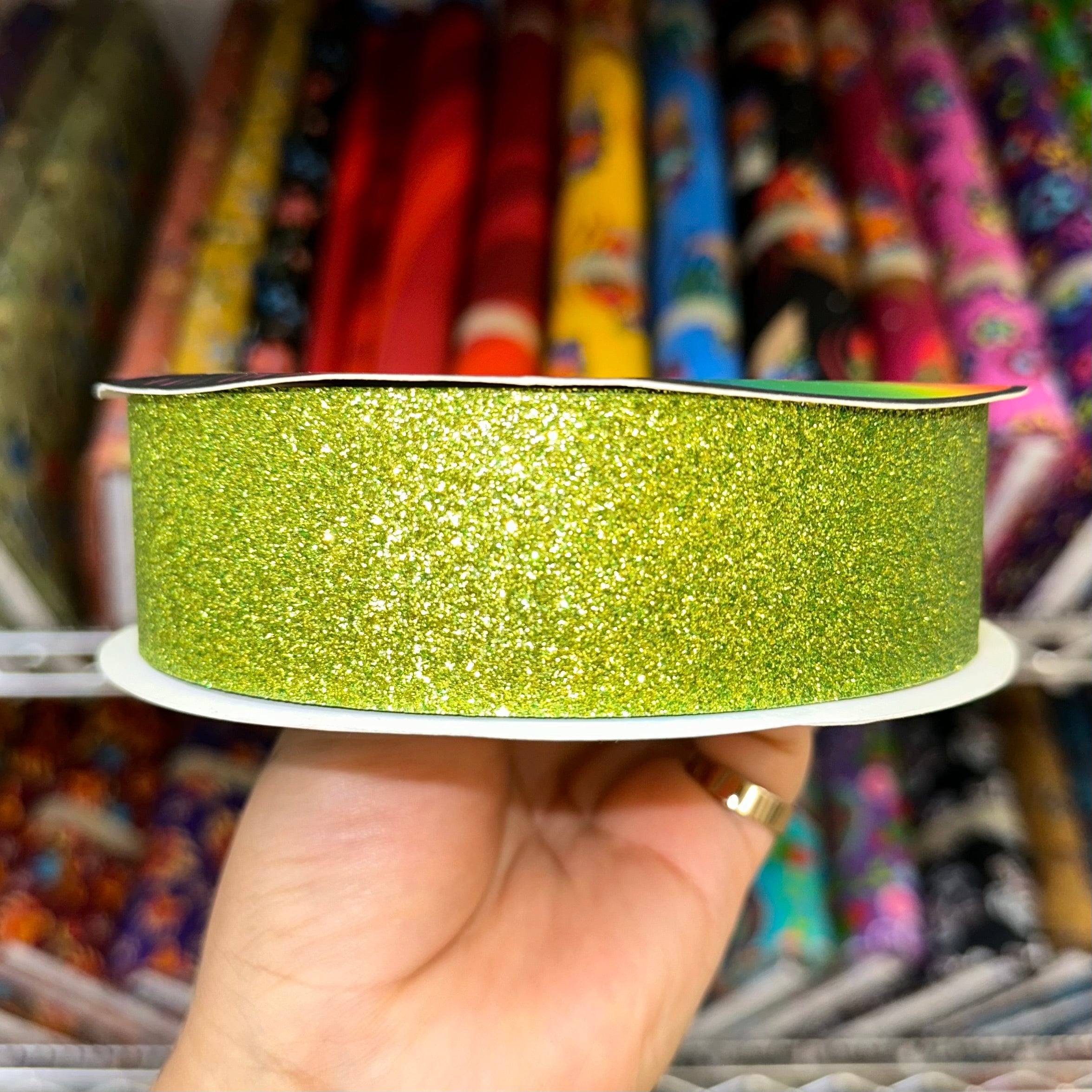 Sparkle Ribbon (Per Meter): Light Green – 4 Generations Creations