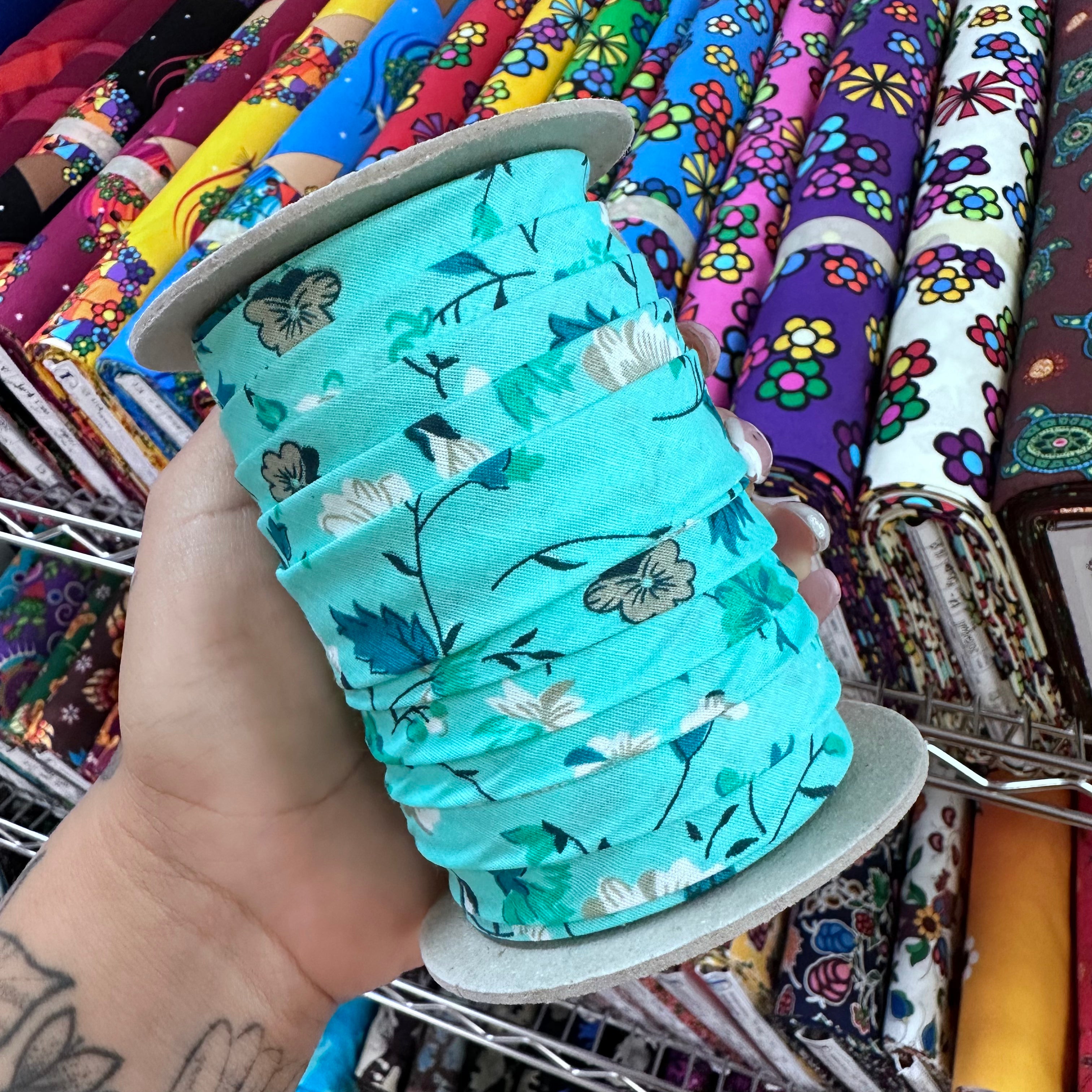 (Per/meter) 24mm Mint Floral Bias Tape – 4 Generations Creations